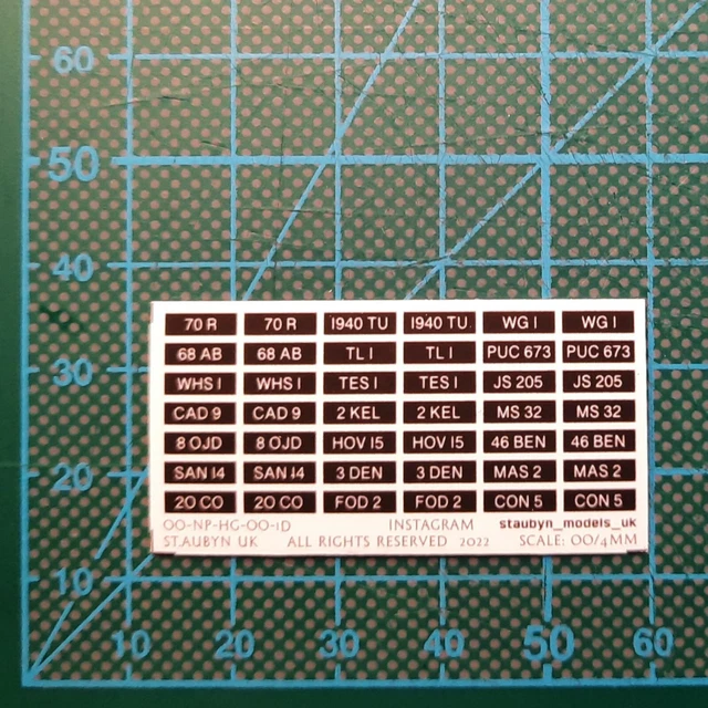OO GAUGE REGISTRATION Plate Decal Kit Brand Name Commercial No's - 42 ...