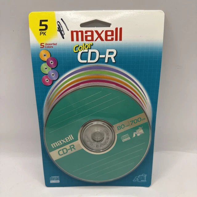 5 PACK MAXELL Color CD-R Data - Music Photos - 80mins 700mb - New ...