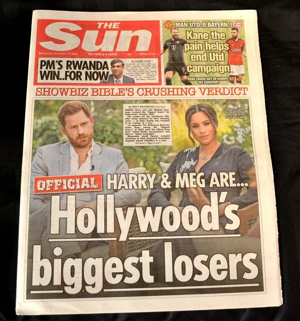 THE SUN UK Newspaper 13/12/23 December 13th 2023 Harry & Meghan ...