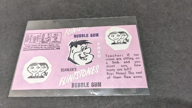 RARE VINTAGE SCANLENS Fred Flintstones Gum Candy Archive Wax Wrapper ...