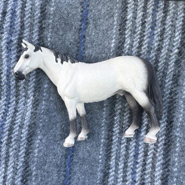 SCHLEICH DUN HANOVERIAN Stallion Male 2008 White Black Horse Figure ...