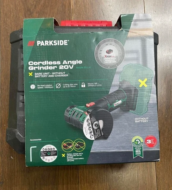 PARKSIDE CORDLESS ANGLE Grinder 20V PWSAM 20-Li A1, X20v Bare Unit £30. ...