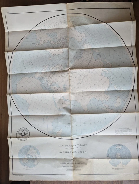 LAMBERT AZIMUTHAL, AAF Equidistant Chart, Centered at Sverdlovsk, USSR ...