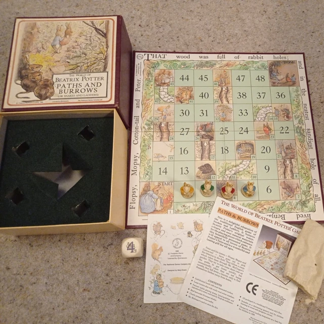 VINTAGE BOARD GAMES Beatrix Potter 'Paths & Burrows' Snakes & Ladders ...