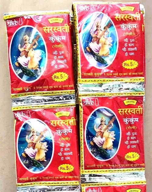 4 KUMKUM POWDER Saraswati Hindu Navratri Puja Home Temple Sindoor Roli ...