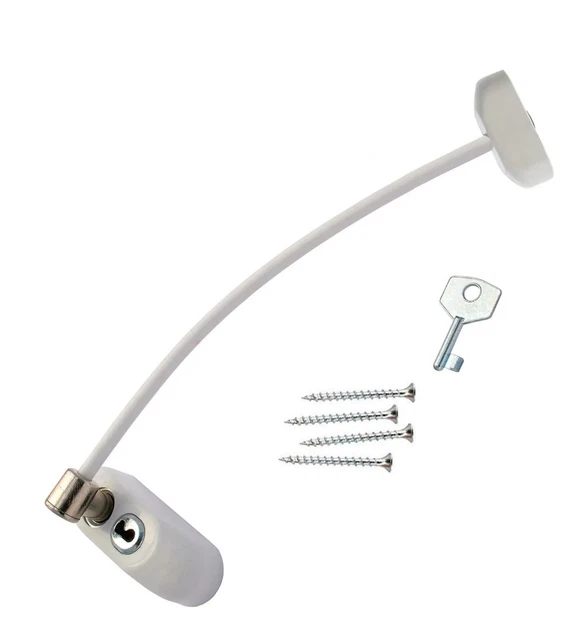 WHITE WINDOW DOOR Restrictor Safety Locking UPVC Child Security Wire ...