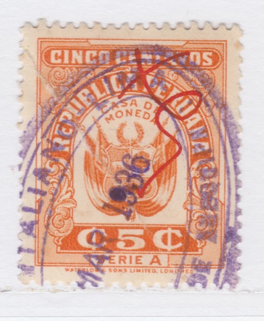 PERU REVENUE STAMP Used Tax Mark Fiscal PEROU Stamp Fiscal A27P44F24941 ...