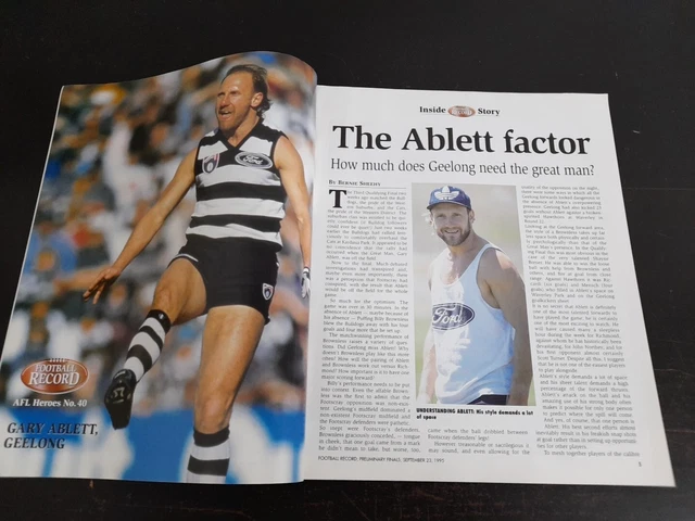 AFL FOOTBALL RECORD Geelong V Richmond Setember 23 1995 Preliminary ...