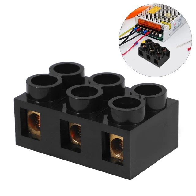 2PCS DOUBLE ROW Screw Terminal Block 500V 60A 3 Position Electrical ...