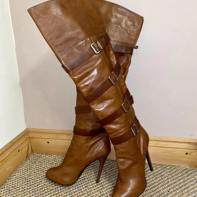 BCB GENERATION TAN Leather Over Knee Boots Uk Size 5 1/2 £26.69 ...
