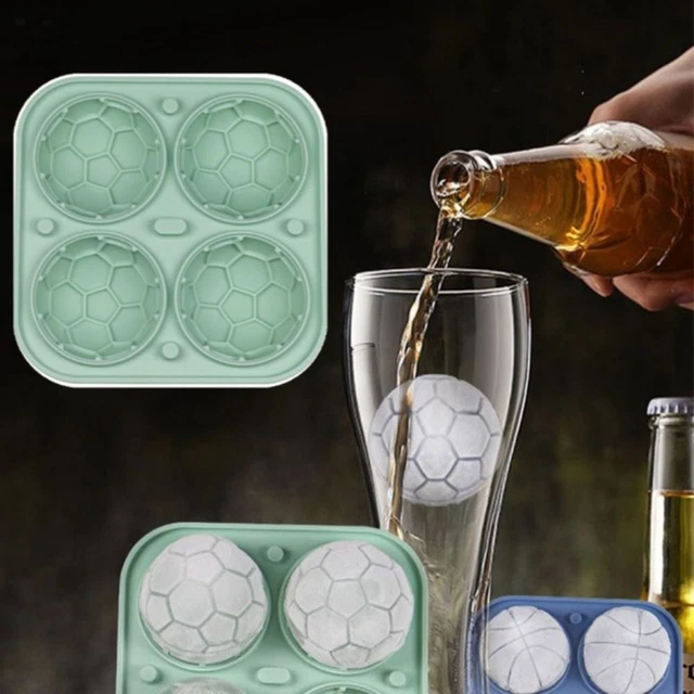 WHISKEY FOOTBALL SHAPE Soccer Ice Cube Mold Ice Cube Tray Silicone Ice ...