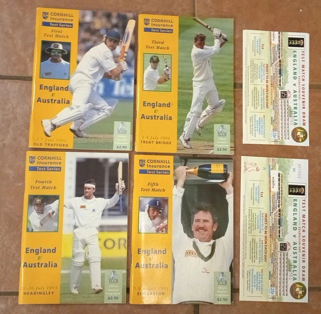 ENGLAND V AUSTRALIA Ashes Cricket Programme X 4 1993 Swries Plus Draw ...