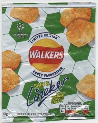 WALKERS SALT & Lineker Empty Crisp packet 14 August 2021 Champions ...