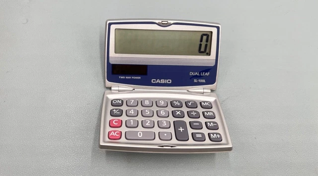 CASIO DUAL LEAF Two Way Power Electronic Calculator SL-100L Solar Cell Battery £3.80 - PicClick UK
