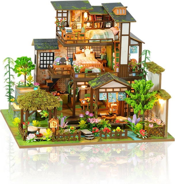 CUTEEFUN DIY MINIATURE House Kits, Mini Dollhouse with LED, Wooden ...