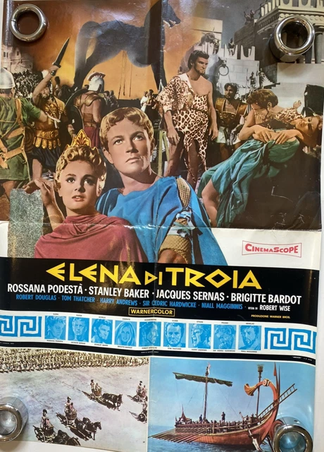 P026 VINTAGE HELEN of Troy Film Poster Orig 1950s Rossana Podesta 36.5 ...