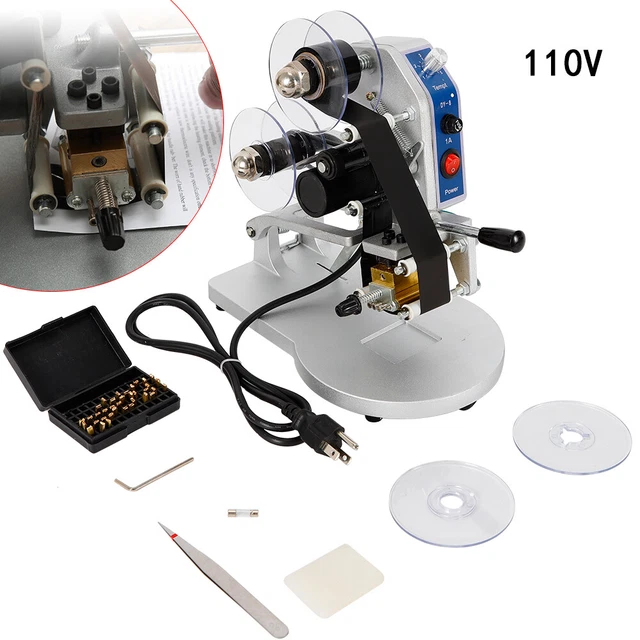 MANUAL RIBBON CODING Hot Foil Stamping Machine Batch Date Code Printer ...