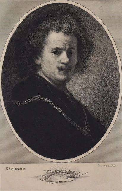 ALEXANDRE CHARLES MASSON (XIX-XX) Grande gravure ancienne REMBRANDT VAN ...