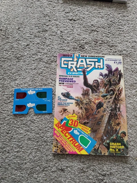 RARE CRASH ZX Spectrum Magazine Complete With 3d Glasses And 12 Rare ...