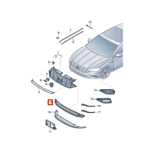NEW VW JETTA Mk7 A7 Front Bumper Lower Center Grille 17A853677E9B9 £125 ...
