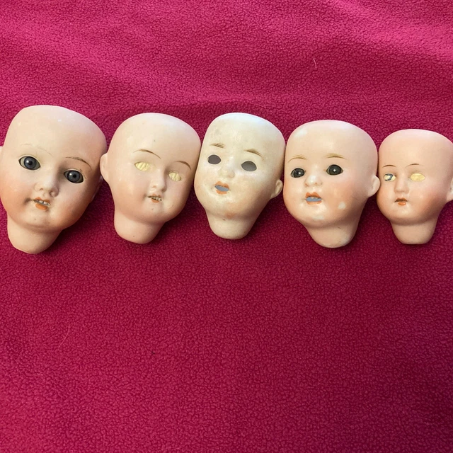 ANTIQUE BISQUE doll heads X 5 German £14.50 - PicClick UK