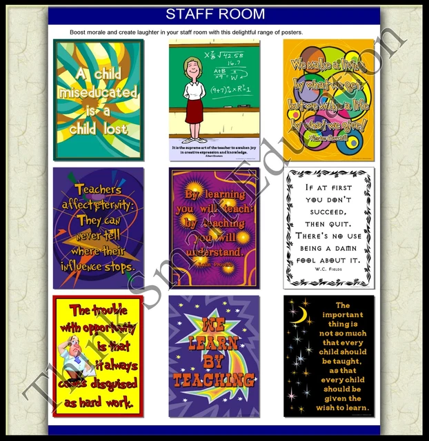 STAFF ROOM MORALE BOOST HUMOUR SCHOOL EDUCATIONAL POSTER SET of (9 ...