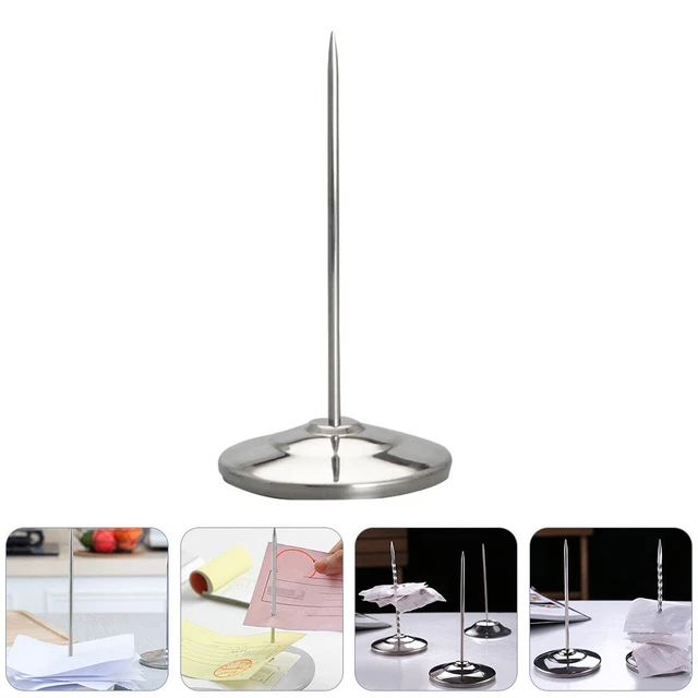 PAPER SPIKE STAINLESS Steel Memo Rod Ticket Stabber Holder for Desk $25 ...
