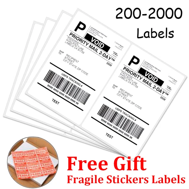 200-2000 8.5X5.5 HALF Sheet Shipping Labels Rounded Self Adhesive 2 Per ...