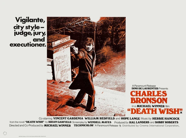 DEATH WISH 1974 UK quad poster print 30x40" Charles Bronson Hope Lange ...
