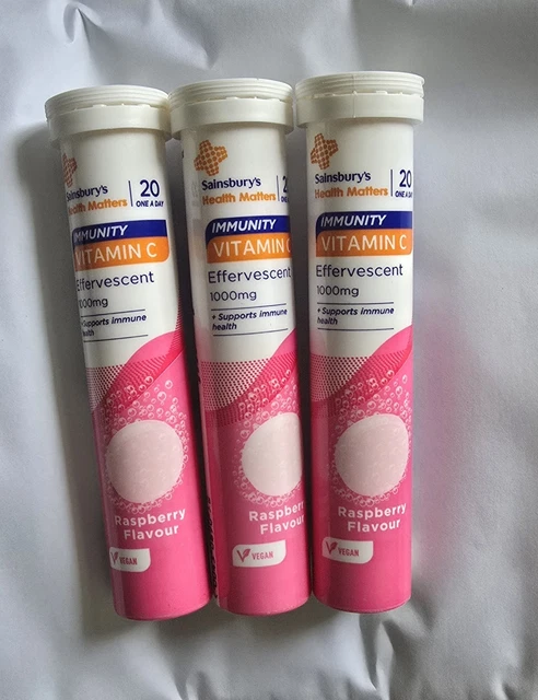 IMMUNE EFFERVESCENT TABLETS Vitamin C 1000mg Raspberry 3x20 £2.50 ...
