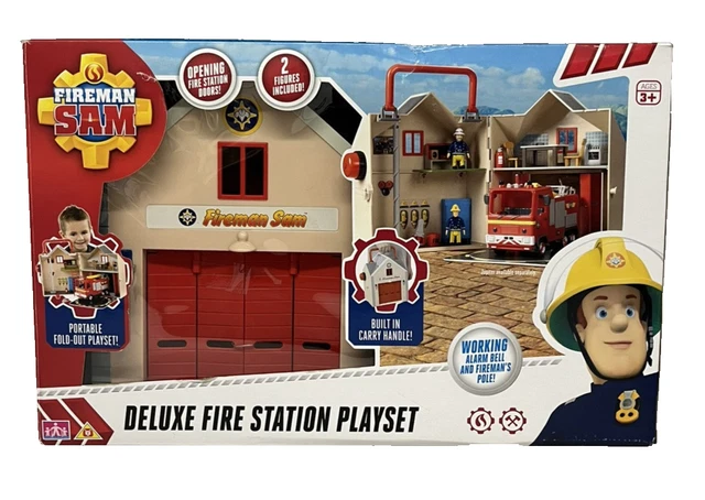 FIREMAN SAM DELUXE Fire Station with 2 Figures, Working Bell & Fireman ...