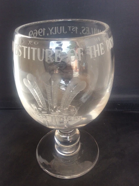 KING CHARLES III Signed Webb Corbett Glass Goblet Prince Wales ...