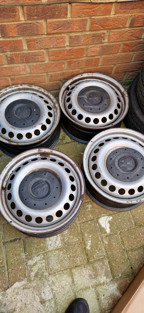 VW TRANSPORTER T5 T6 16" Steel Wheels In Need Of Refurb. Centre Caps ...