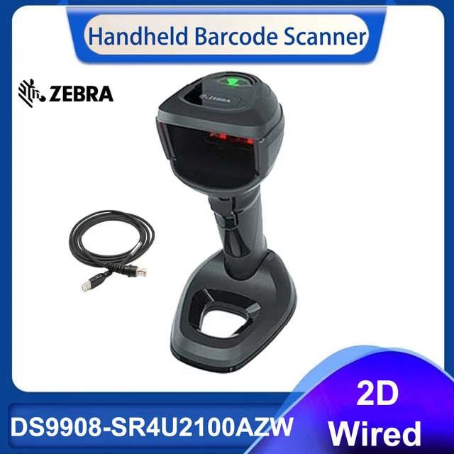 ZEBRA DS9908-SR4U2100AZW 2D Corded Handheld Barcode Scanner USB Kit ...