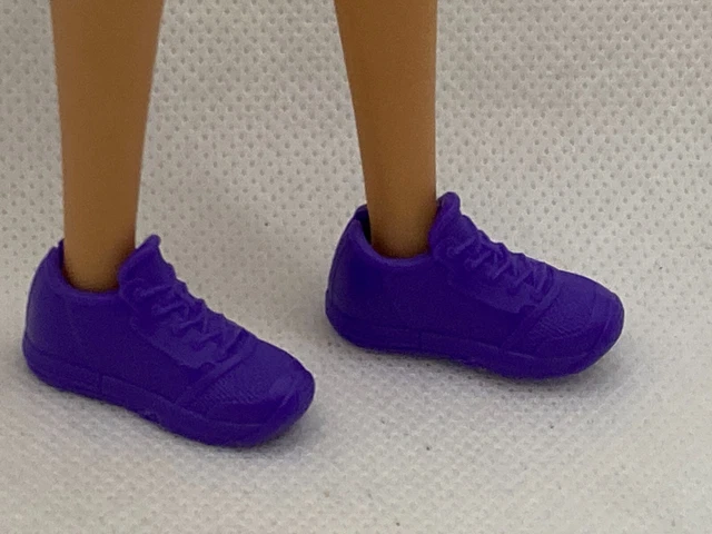 GENUINE MATTEL BARBIE Doll Flat Foot Barbie Purple Sneakers Trainer Gym ...