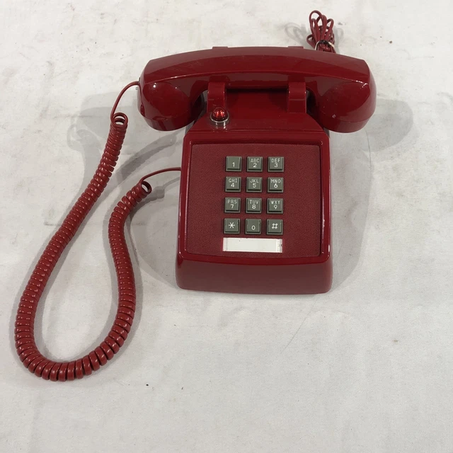 RED DESK TELEPHONE Touch Tone Push Button Bittel HA9888(25)T Red Light ...