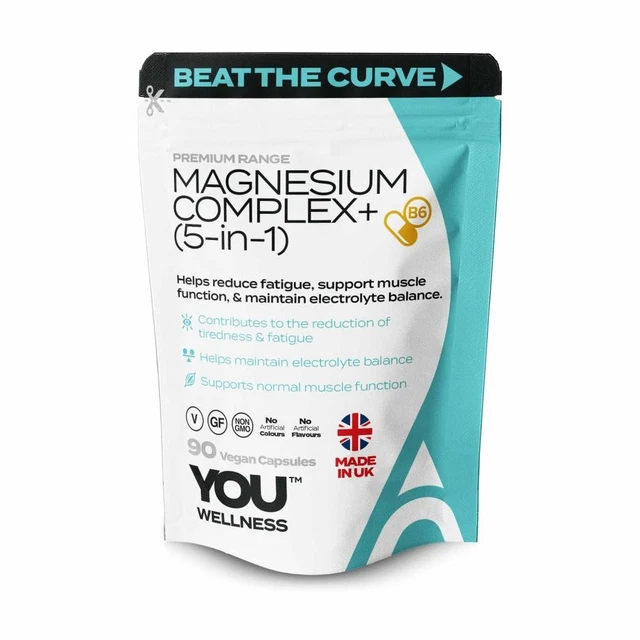 MAGNESIUM COMPLEX + (5-in-1) + B6 | High Strength | 90 Capsule | Vegan ...
