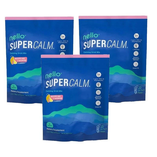 NELLO SUPERCALM DRINK Mix - Ashwagandha L-Theanine Supplement 1-3Pack ...