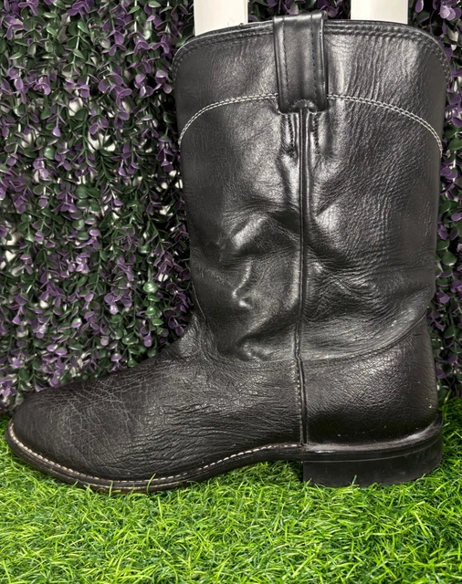VINTAGE LARRY MAHAN Men's Size 11.5D Ostrich Black Leather Roper Cowboy ...