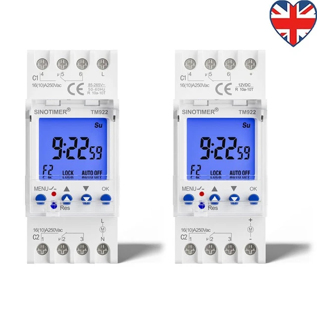 2 CHANNELS PROGRAMMABLE 24Hours Time Clock Big LCD Display Time Switch ...