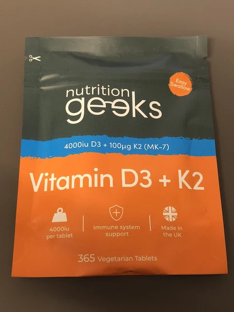 NUTRITION GEEKS VITAMIN D3 K2 365 Vegan Tablets 4000iu D3 100ug K2 MK-7 ...
