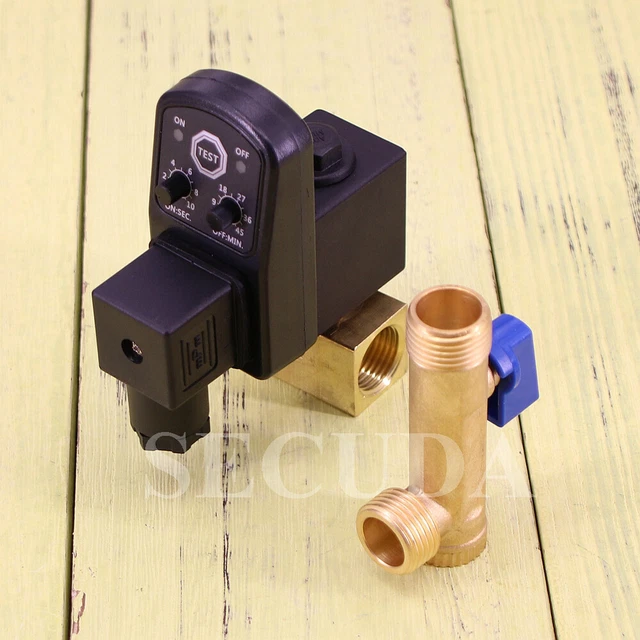 TIMED AIR COMPRESSOR Automatic Timing Drain Valve Adjustable 1/2 ...