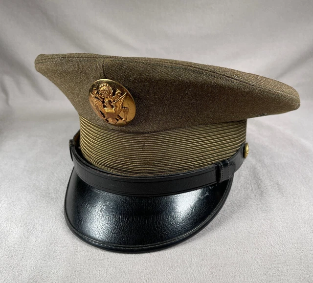 WW2 OFFICERS CAP Green Sz 7 USAAF Army Visor OD Wool Hat Peaked £72.49 ...