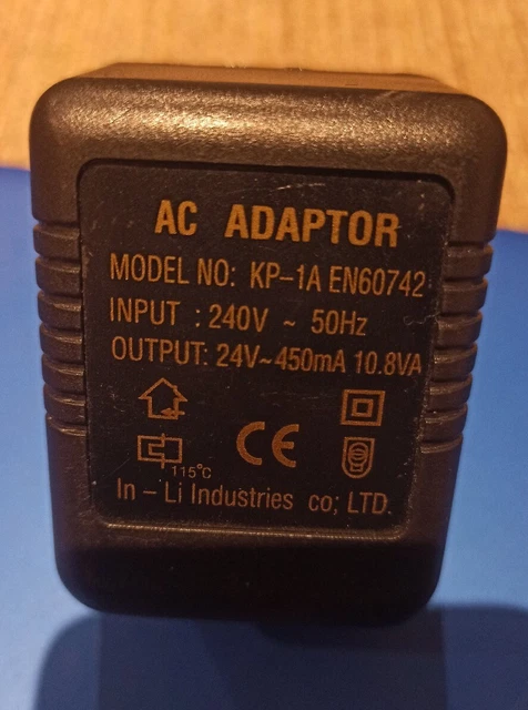 IN-LI INDUSTRIES 24V AC 450mA UK ADAPTOR POWER TRANSFORMER 1Pin KP-1A ...