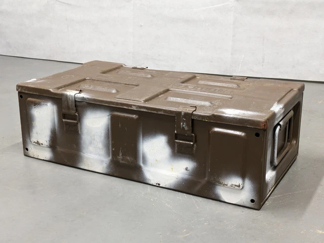 GENUINE BRITISH ARMY Large Metal Ammo Ammunition Storage Box Tin Can ...