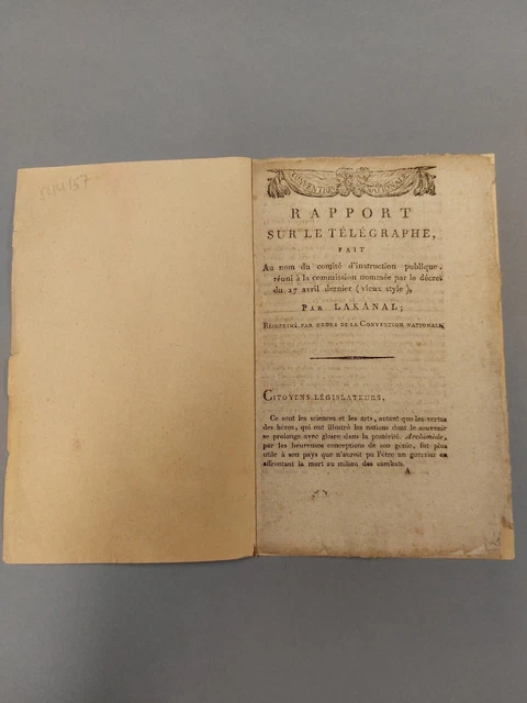 CHAPPE TELEGRAPH FIRST document 1794 Télégraphe Télégrafo Télégraf EUR ...