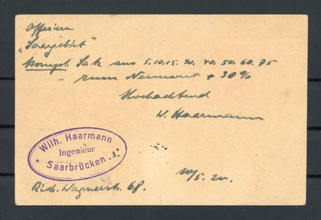 MAP OF SAAR region 5+10 pfg. Germany Saarbrücken-Chemnitz - b10037 £3. ...