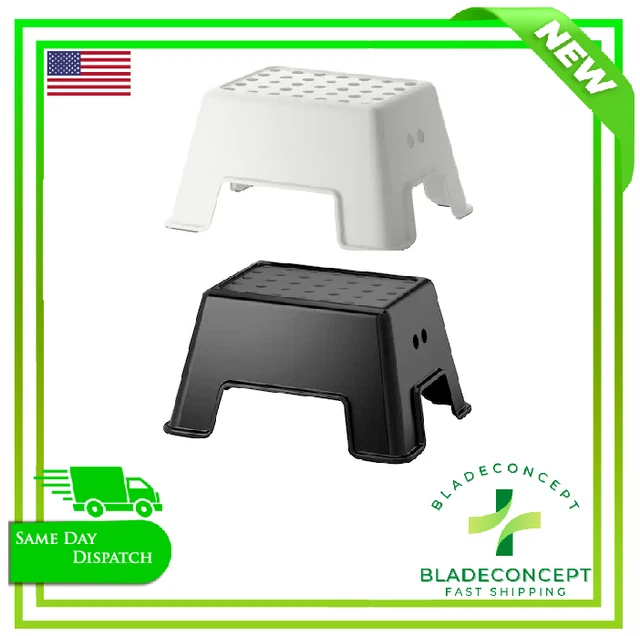 IKEA PLASTIC STEP Stool Black/White for Kids & Adults 220lb Capacity ...
