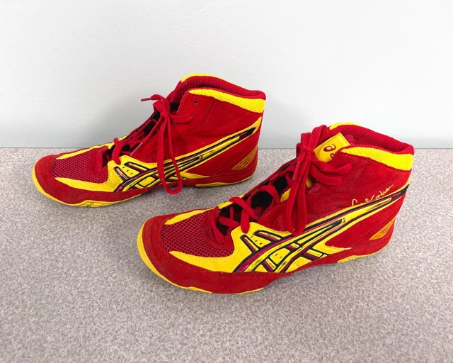 ASICS CAEL SANDERSON V3.0 Red & Gold Wrestling Shoes *RARE* - Men's 9 ...