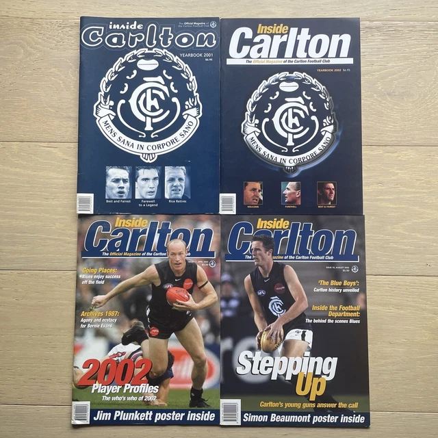 AFL INSIDE CARLTON X4 - Blues Magazine 2001 2002 Yearbook $34.99 ...